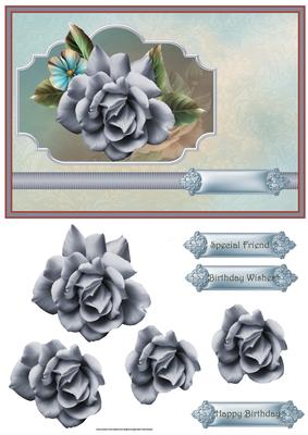 Blue Rose Card with Decoupage - CUP610198_8 | Craftsuprint