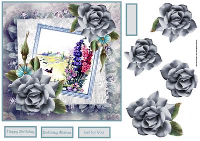 Blue Rose and Country Cottage Card with Decoupage - CUP612864_8 ...