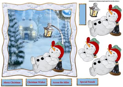 Sleeping Snowman 7x7 Card with Decoupage - CUP628166_8 | Craftsuprint