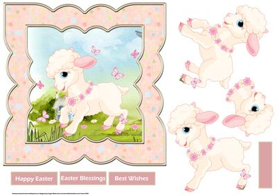 Easter Lamb 7x7 Card with Decoupage - CUP665100_8 | Craftsuprint