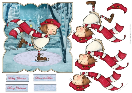 dancing on ice figure eight style card with decoupage and sentiment ...
