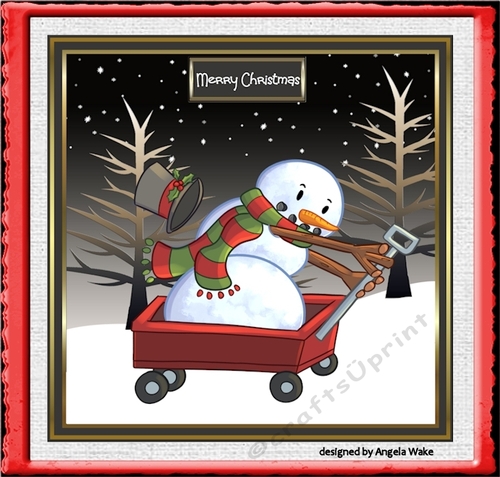 Snowman wood cart race - CUP977039_8 | Craftsuprint