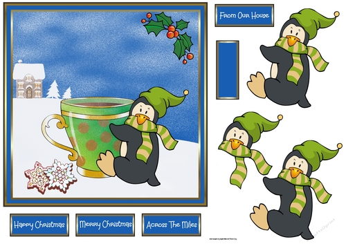 Penguin hangs on to his hot chocolate - CUP989520_8 | Craftsuprint