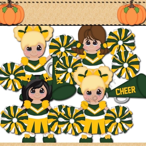 Cheerleaders Gold and Green Clipart - CUP739372_1141 | Craftsuprint