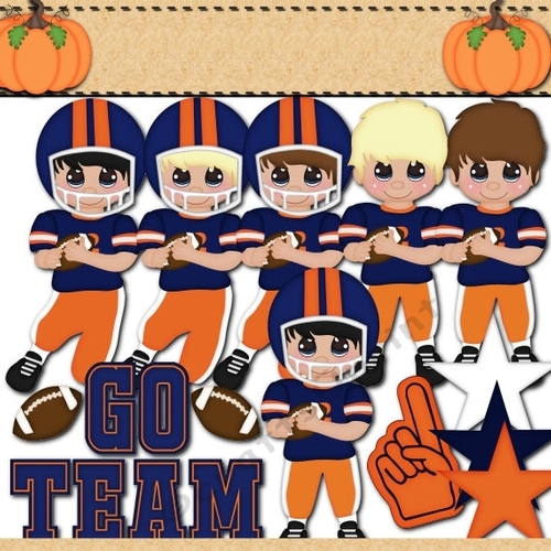 Football Players Blue and Orange Clipart - CUP739385_1141 | Craftsuprint
