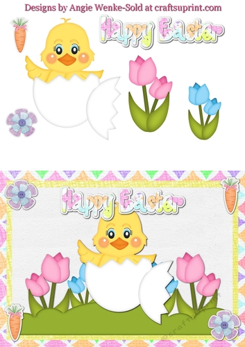Easter Chick Greeting Card 2 - CUP769062_1141 | Craftsuprint