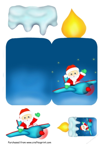 Candle Shaped Card - Santa in Plane - CUP733449_72611 | Craftsuprint