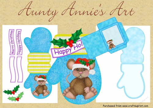 Mitten Shaped Card - Mousie - CUP908081_72611 | Craftsuprint