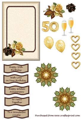 50th Anniversary/birthday Card - CUP100907_544 | Craftsuprint