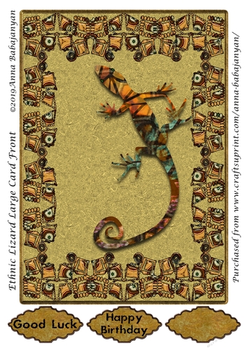 Ethnic Lizard Large Card Front - CUP1001356_96 | Craftsuprint