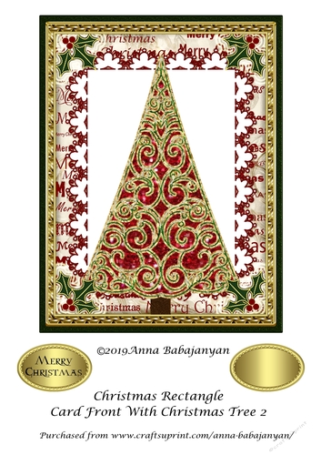 Christmas Rectangle Card Front With Christmas Tree 2 - CUP1017164_96 ...