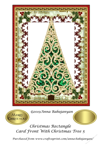 Christmas Rectangle Card Front With Christmas Tree 5 - CUP1017167_96 ...