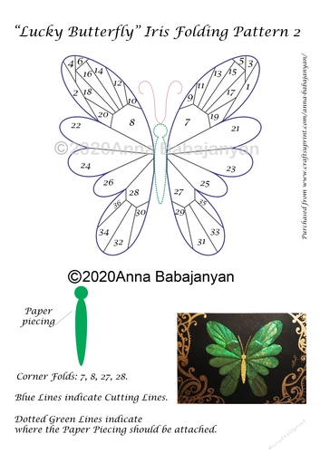 Lucky Butterfly Iris Folding Pattern 2 - CUP1030752_96 | Craftsuprint