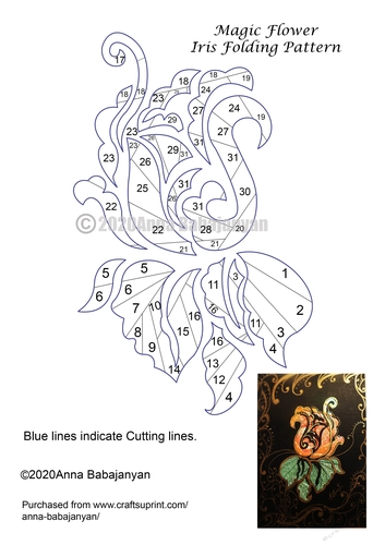 Magic Flower Iris Folding Pattern - CUP1031007_96 | Craftsuprint