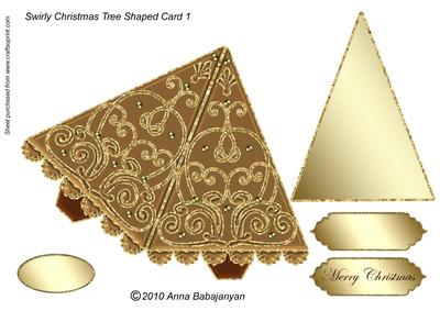 Swirly Christmas Tree Shaped Card 1 - CUP104324_96 | Craftsuprint