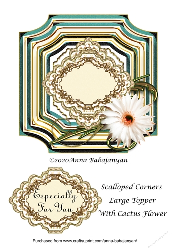 Scalloped Corners Large Topper With Cactus Flower - CUP1049487_96 ...