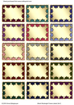 Blank Rectangle Frame Labels Set 2 - CUP105068_96 | Craftsuprint