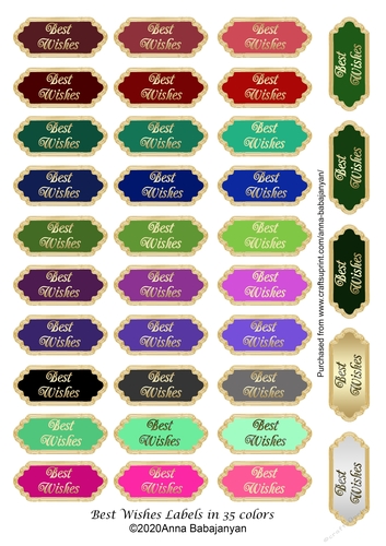 Best Wishes Labels in 35 colors - CUP1062205_96 | Craftsuprint