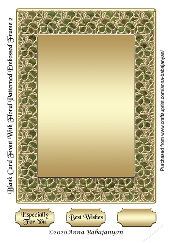 Blank Card Front With Floral Patterned Embossed Frame 2 - CUP1062618_96 ...