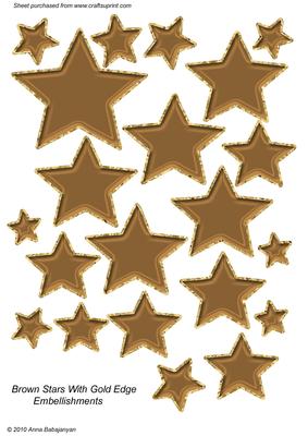 Brown Stars with Gold Edge Embellishments - CUP106814_96 | Craftsuprint