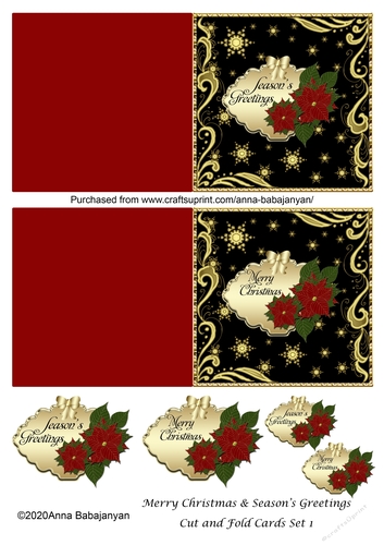 Merry Christmas & Seasons Greetings Cut and Fold Cards Set 1 ...