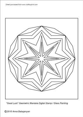 Good Luck Geometric Mandala Digital Stamp - CUP108045_96 | Craftsuprint