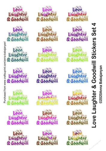 Love Laughter & Goodwill Stickers Set 4 - CUP1082727_96 | Craftsuprint