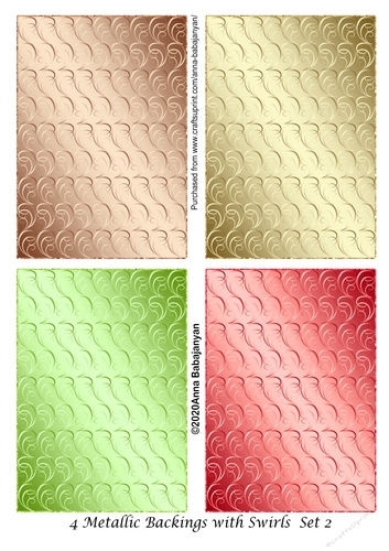 4 Metallic Backings with Swirls Set 2 - CUP1083920_96 | Craftsuprint