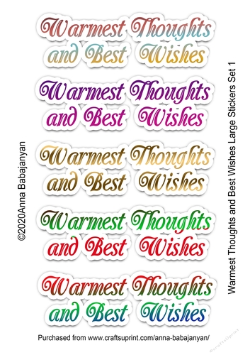 Warmest Thoughts and Best Wishes Large Stickers Set 1 - CUP1087338_96 ...