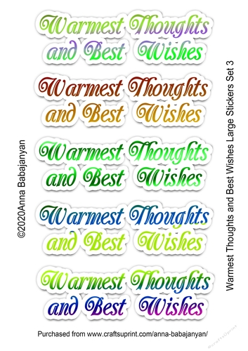 Warmest Thoughts and Best Wishes Large Stickers Set 3 - CUP1087340_96 ...