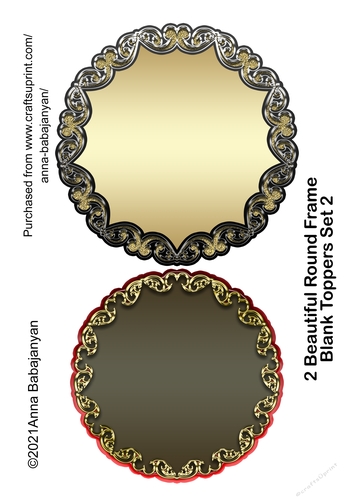 2 Beautiful Round Frame Blank Toppers Set 2 - CUP1090439_96 | Craftsuprint