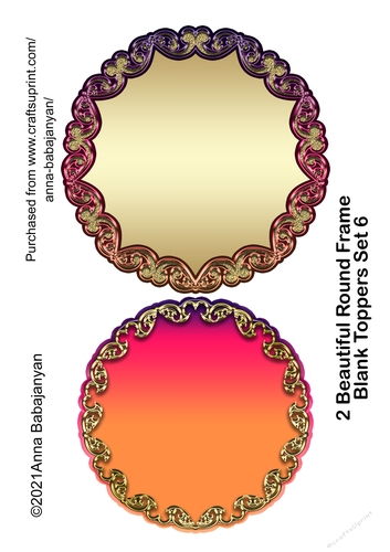 2 Beautiful Round Frame Blank Toppers Set 6 - CUP1090443_96 | Craftsuprint