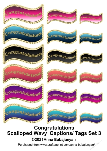 Congratulations Scalloped Wavy Captions Tags Set 3 - CUP1091243_96 ...