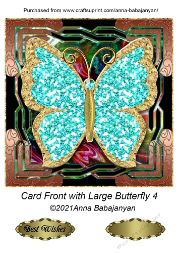 Card Front with Large Butterfly 4 - CUP1106279_96 | Craftsuprint