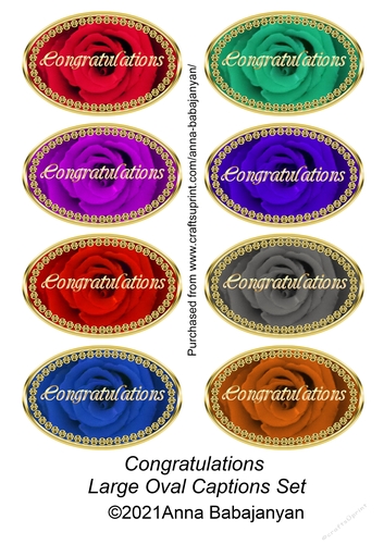 Congratulations Large Oval Captions Set - CUP1117555_96 | Craftsuprint