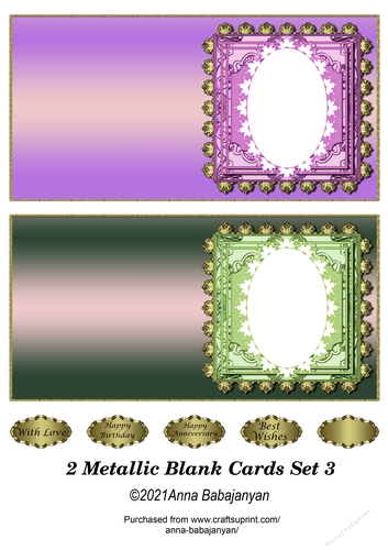 2 Metallic Blank Cards Set 3 - CUP1119230_96 | Craftsuprint