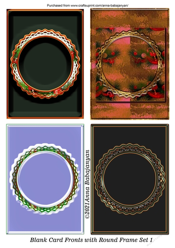 Blank Card Fronts with Round Frame Set 1 - CUP1126052_96 | Craftsuprint
