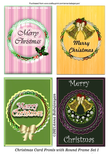 Christmas Card Fronts with Round Frame Set 1 - CUP1126054_96 | Craftsuprint