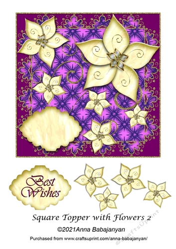 Square Topper with Flowers 2 - CUP1126957_96 | Craftsuprint