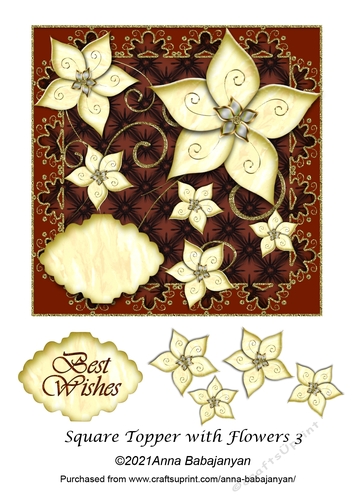 Square Topper with Flowers 3 - CUP1126958_96 | Craftsuprint