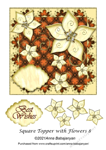 Square Topper with Flowers 8 - CUP1126964_96 | Craftsuprint
