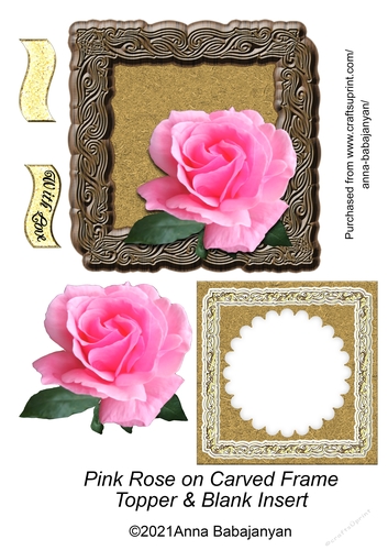 Pink Rose on Carved Frame Topper & Blank Insert - CUP1130724_96 ...