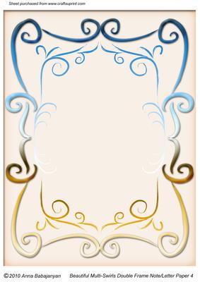 Beautiful Multi-swirls Double Frame Note / Letter Paper 4 - CUP115306 ...