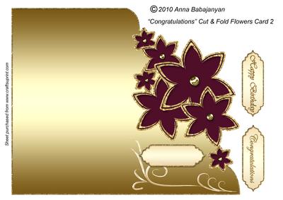 Congratulations Cut & Fold Flowers Card 2 - CUP116098_96 | Craftsuprint
