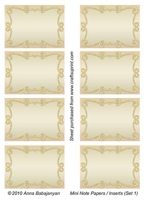 Mini Note Papers / Inserts (set 1) - CUP117476_96 | Craftsuprint