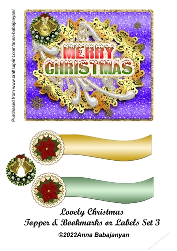 Lovely Christmas Topper & Bookmarks or Labels Set 3 - CUP1175739_96 ...