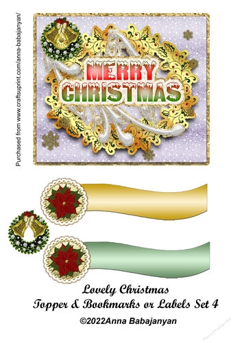 Lovely Christmas Topper & Bookmarks or Labels Set 4 - CUP1175740_96 ...