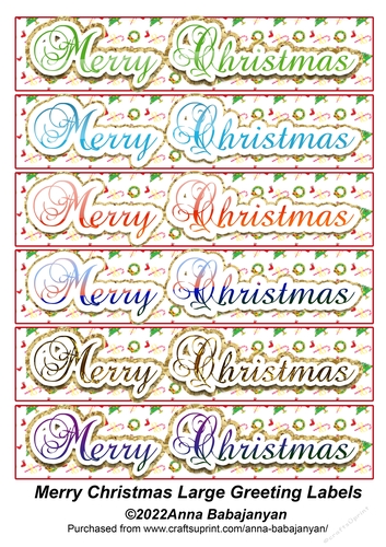 Merry Christmas Large Greeting Labels - CUP1175991_96 | Craftsuprint