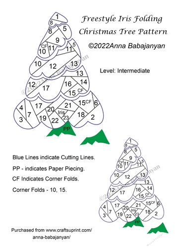 Freestyle Iris Folding Christmas Tree Pattern - CUP1183793_96 | Craftsuprint