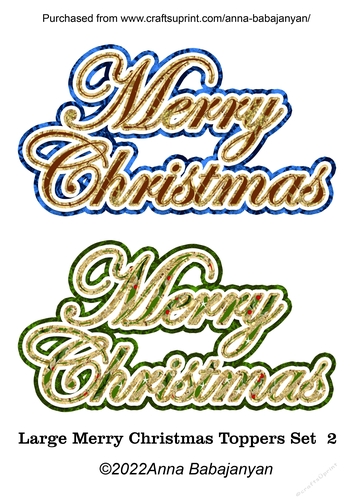 Large Merry Christmas Toppers Set 2 - CUP1185987_96 | Craftsuprint